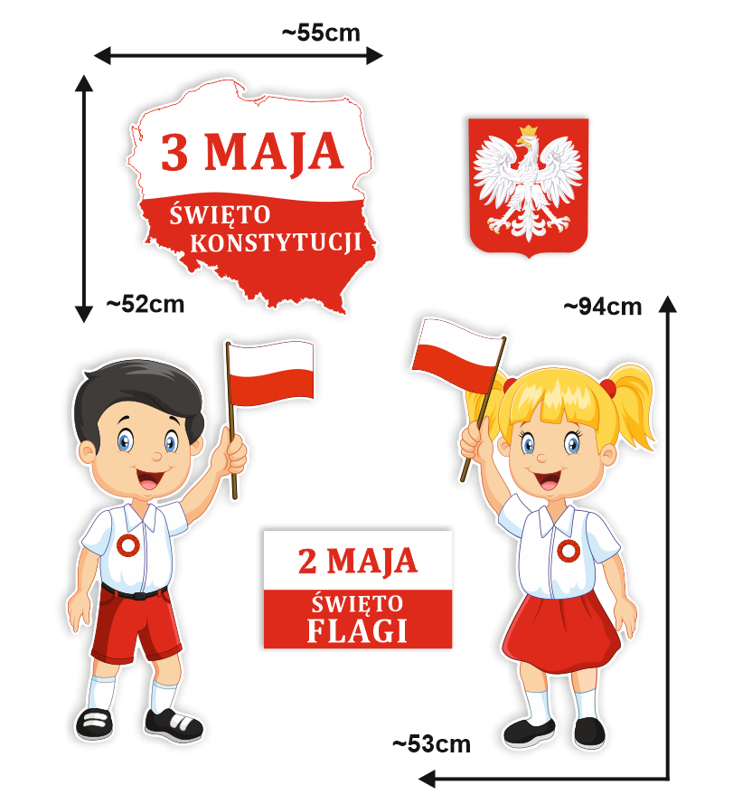 Dekoracja - 2 i 3 Maja, Święto Flagi oraz Konstytucji (rozmiar XXL ...
