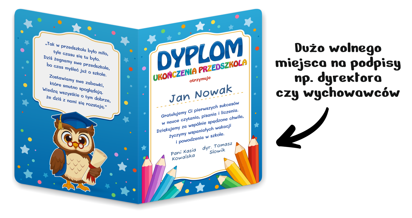 Dyplom: Ukończenia Przedszkola - wzór 5 (składany, format A4 ...